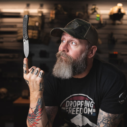 Jeremy Siers Lander 2 - Black Micarta - Acid Wash Blade