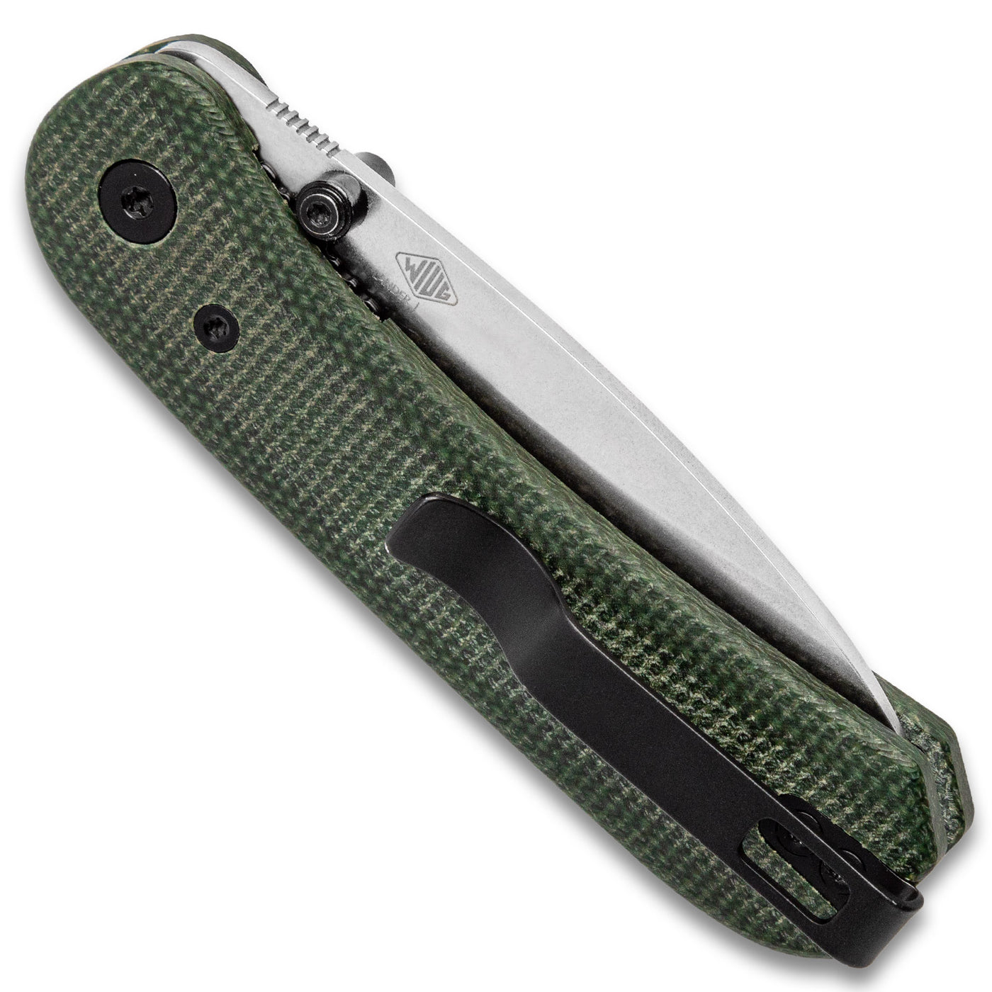 Lander Pocket Knife - Contoured Green Micarta - 14c28n