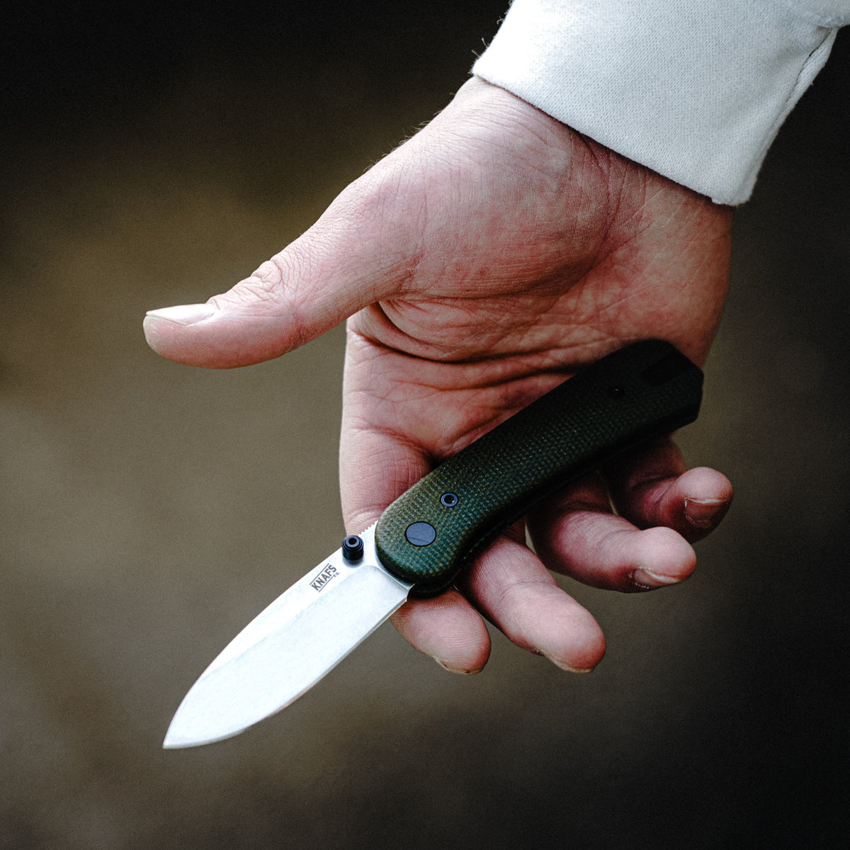 Lander Pocket Knife - Contoured Green Micarta - 14c28n